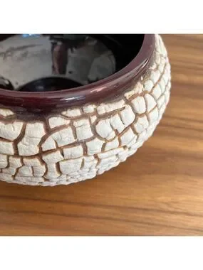 Accents | Vintage Hand Made Textured Crackle Glaze Decorative Pot Dated ...